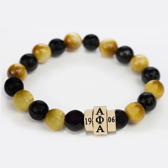 Accessories | Alpha Phi Alpha Natural Stone Bead Bracelet Black And ...
